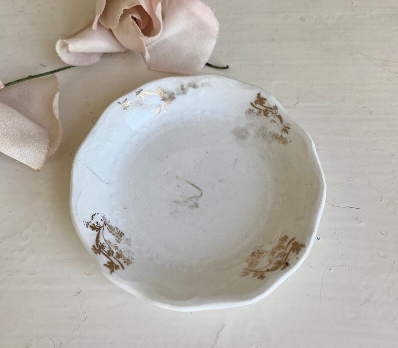 Antique White With Gold Butter Pat Plate Farmhouse Style - Etsy