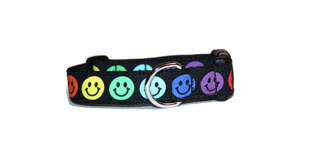 Rainbow Happy Face Dog Collar,colorful Dog Collar,fun Dog Collar,smiley ...