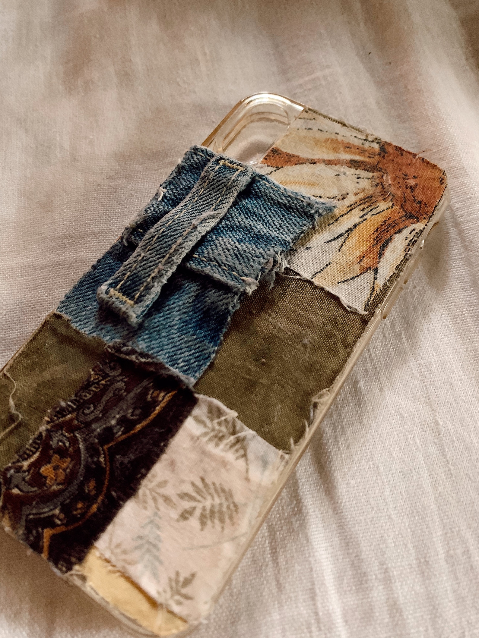 Fabric Patchwork Phone Case, Denim Patchwork, Phone Case, Boho Phone ...