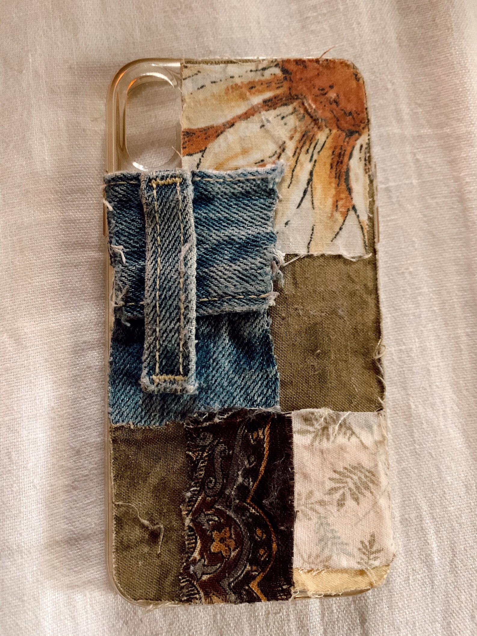 Fabric Patchwork Phone Case, Denim Patchwork, Phone Case, Boho Phone ...