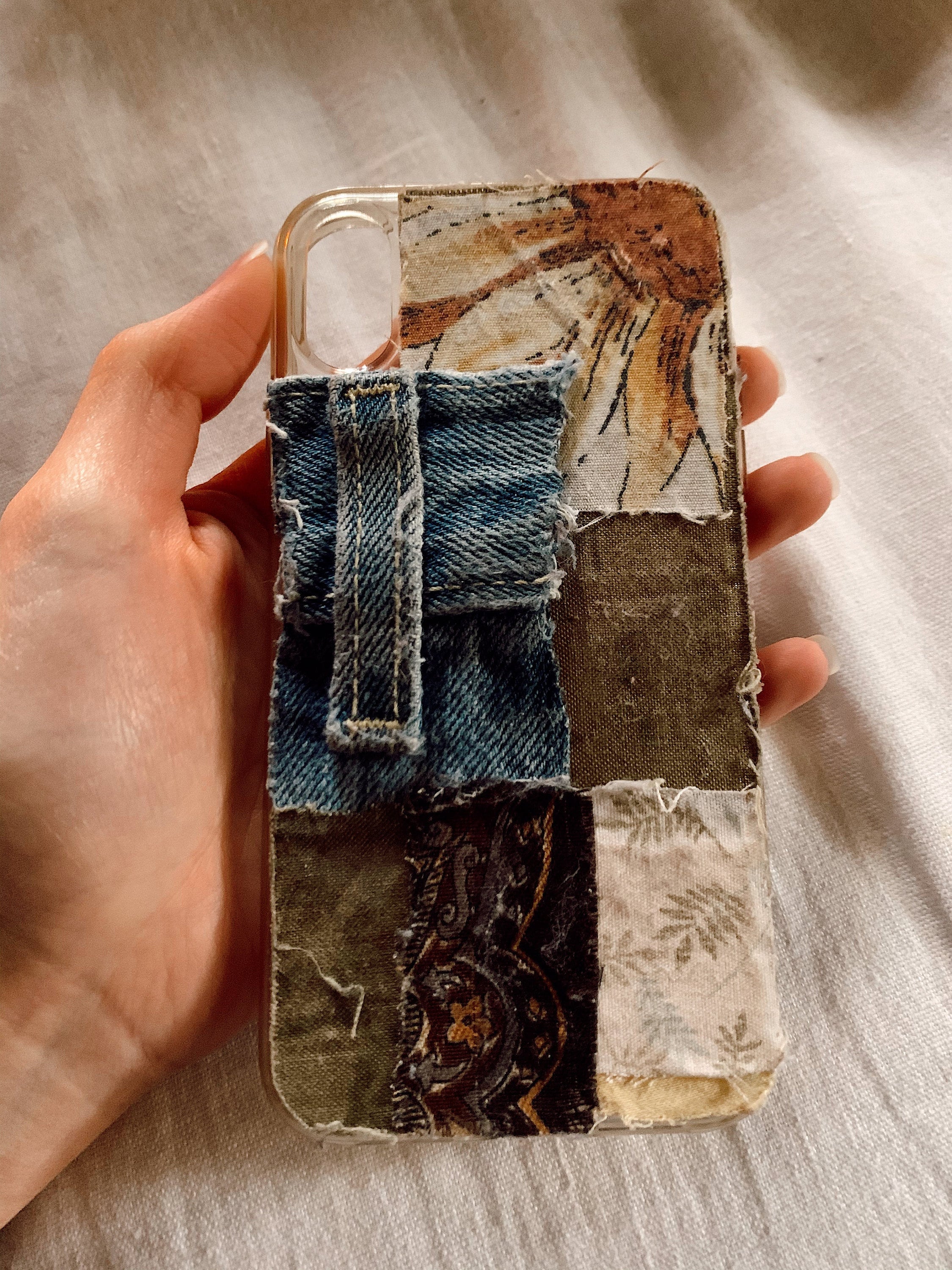 Fabric Patchwork Phone Case, Denim Patchwork, Phone Case, Boho Phone ...