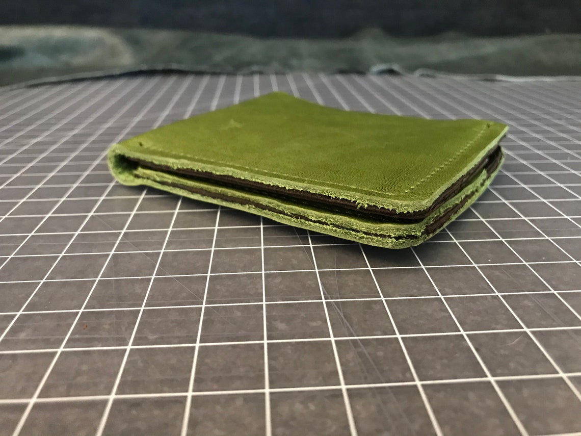 Bifold Leather Wallet, Olive Green & Black two tone Leather Wallet ...