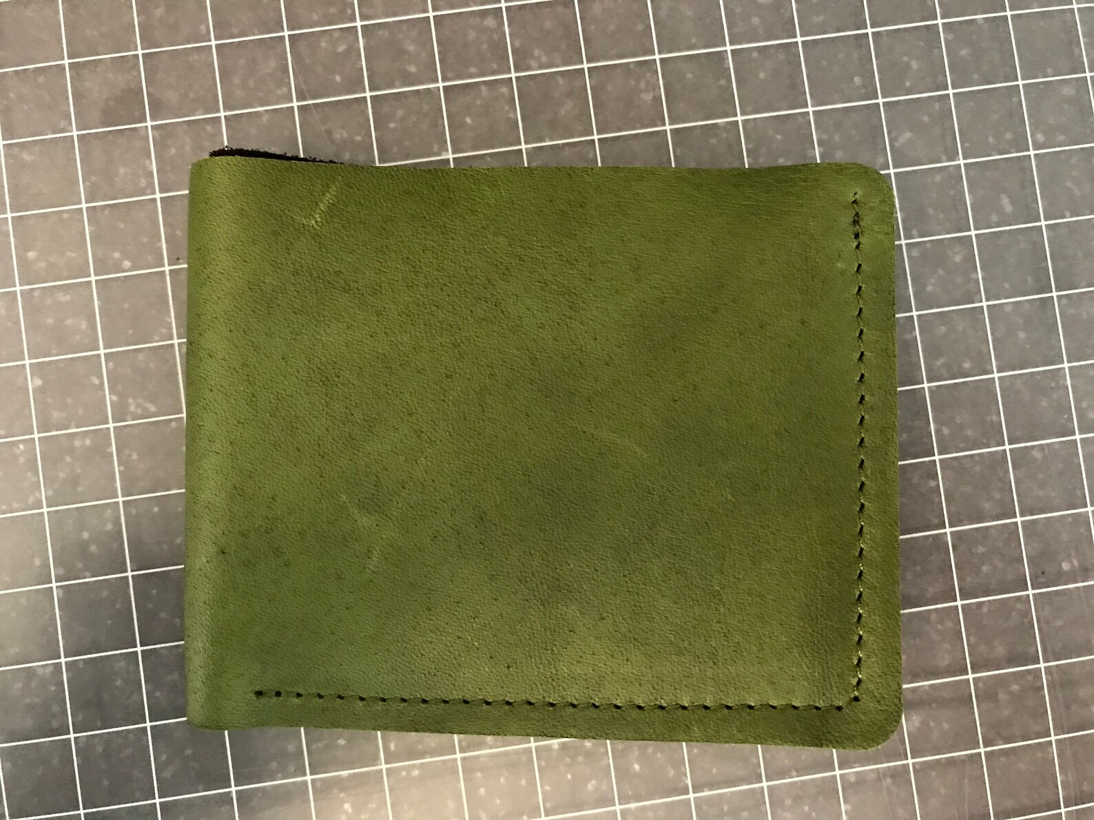 Bifold Leather Wallet, Olive Green & Black two tone Leather Wallet ...