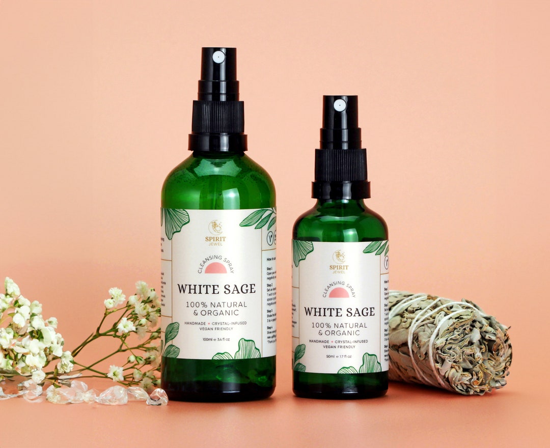 Natural & Organic White Sage Cleansing Spray, Infused With Crystals ...
