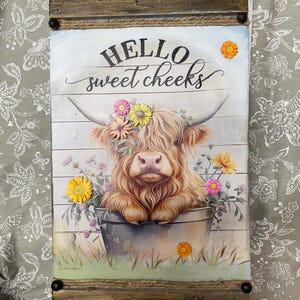Hello Sweet Cheeks Highland Cow Wall Decor - Etsy