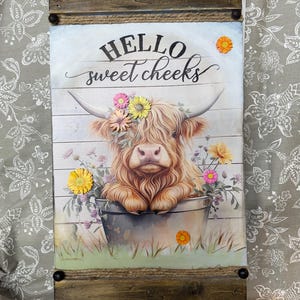 Hello Sweet Cheeks Highland Cow Wall Decor - Etsy