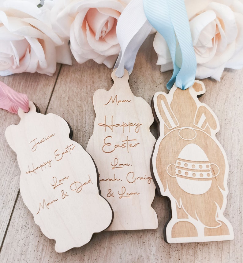 Personalised Easter Gonk / Gnome Wooden Gift Tag Decoration. - Etsy UK