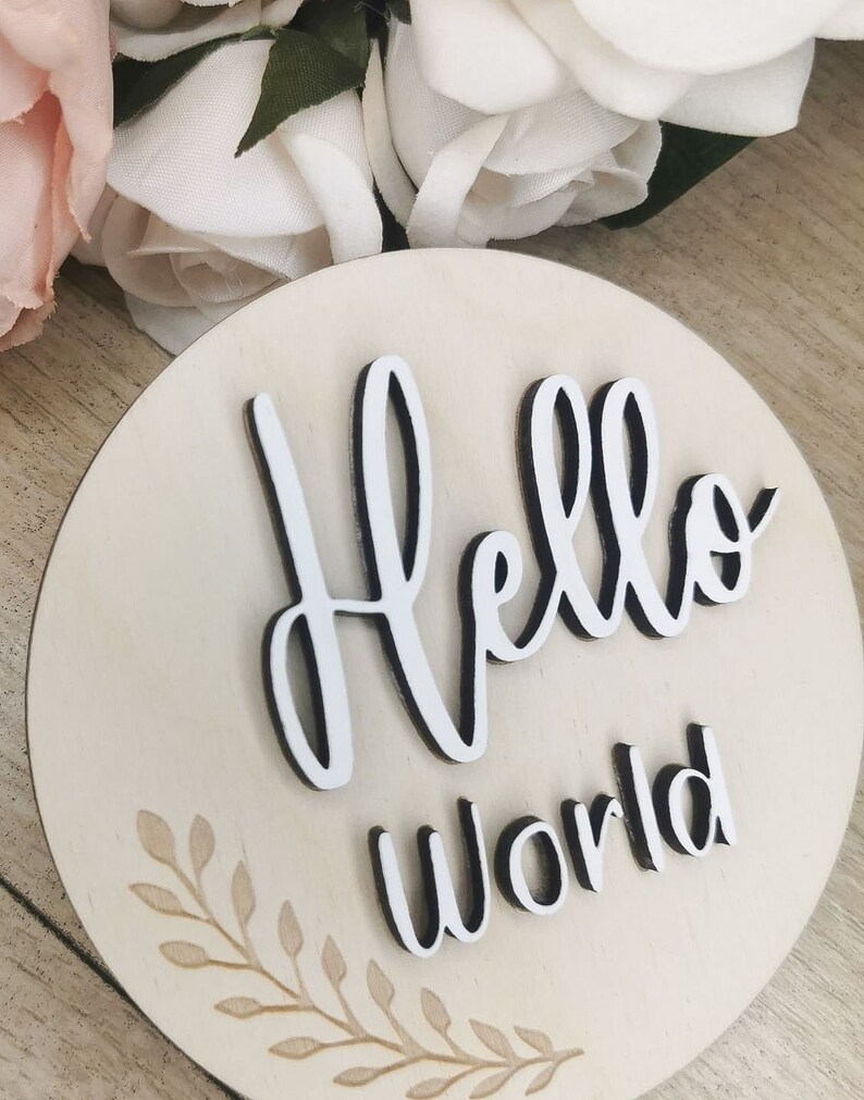Wooden Hello World Mini Plaque Baby Milestone Birth - Etsy UK