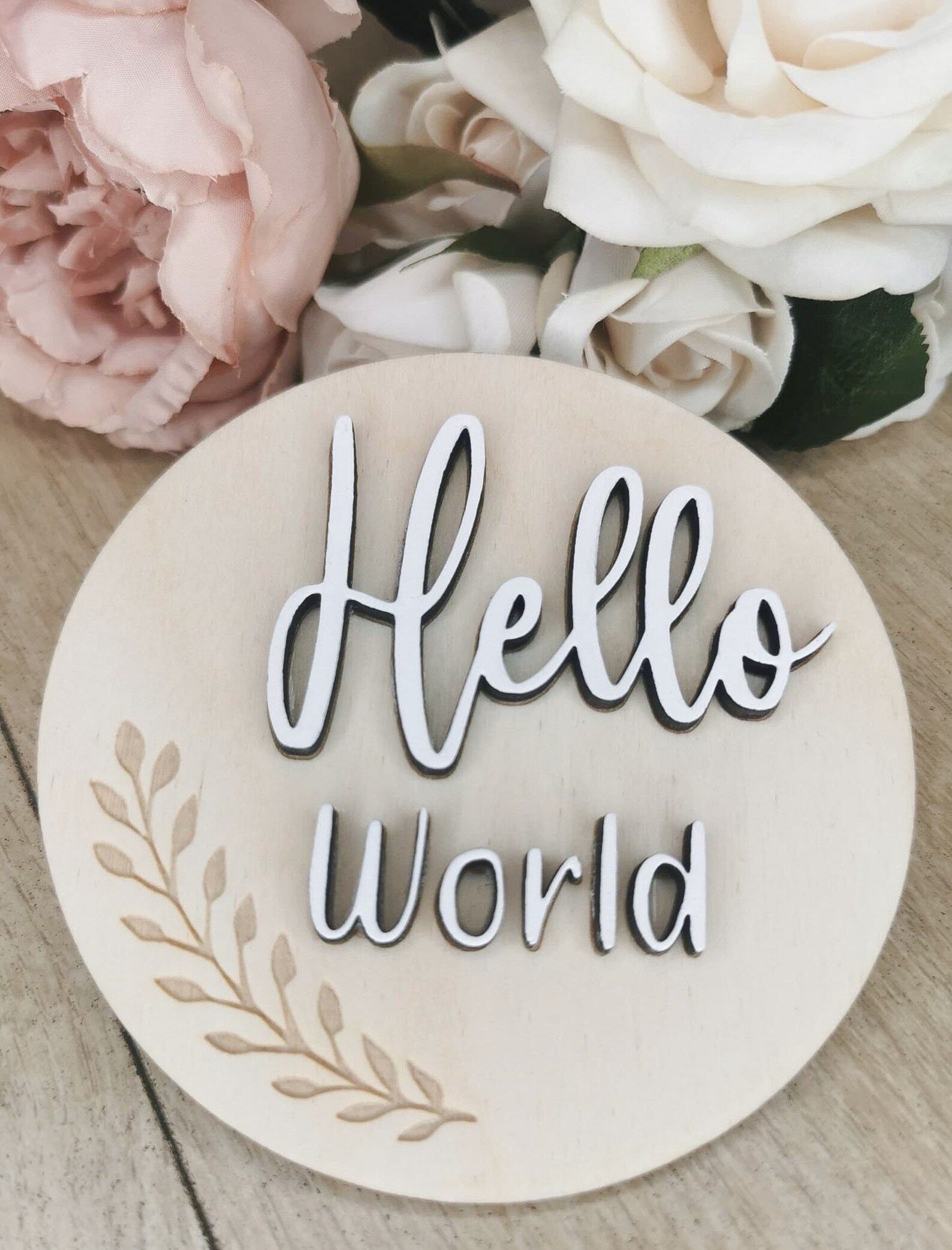 Wooden Hello World Mini Plaque Baby Milestone Birth - Etsy UK