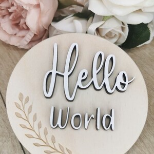 Wooden Hello World Mini Plaque Baby Milestone Birth - Etsy UK