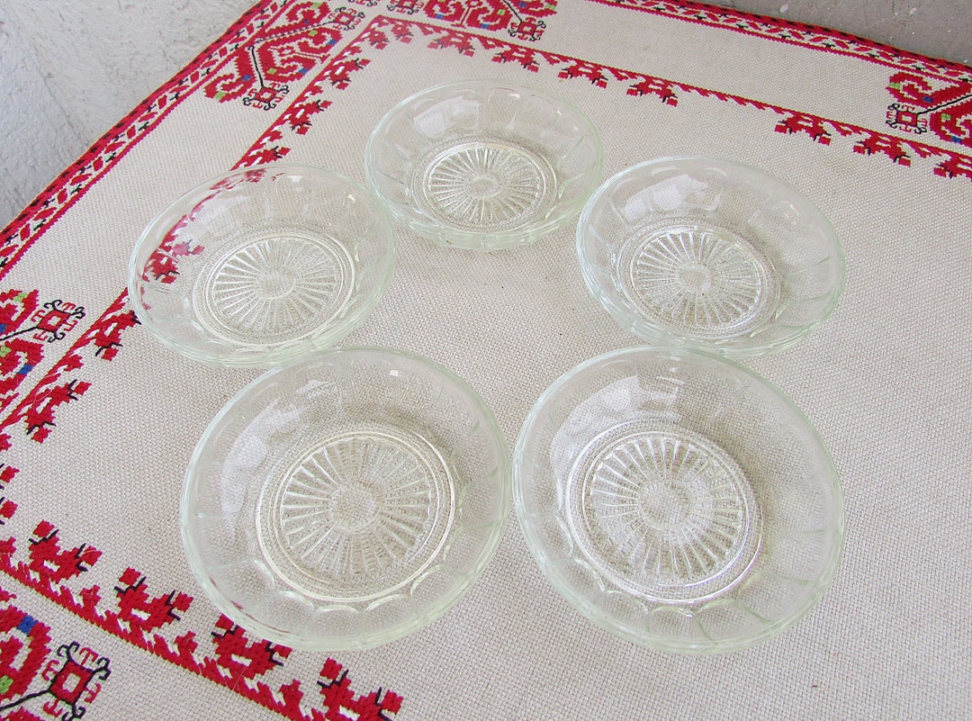 Set of 5 Vintage Small Glass Plates, Appetizer/dessert Plates #4, Clear ...