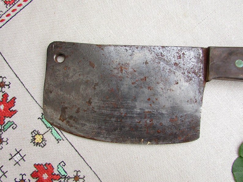 Vintage Meat Cleaver 70s Massive Butcher Knife Primitive - Etsy