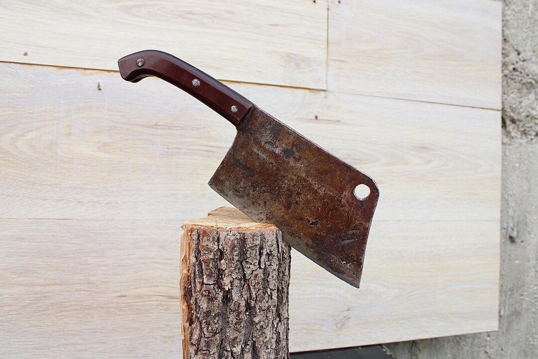 Vintage Meat Cleaver ‘70s, Massive Butcher Knife #5, Primitive Meat ...