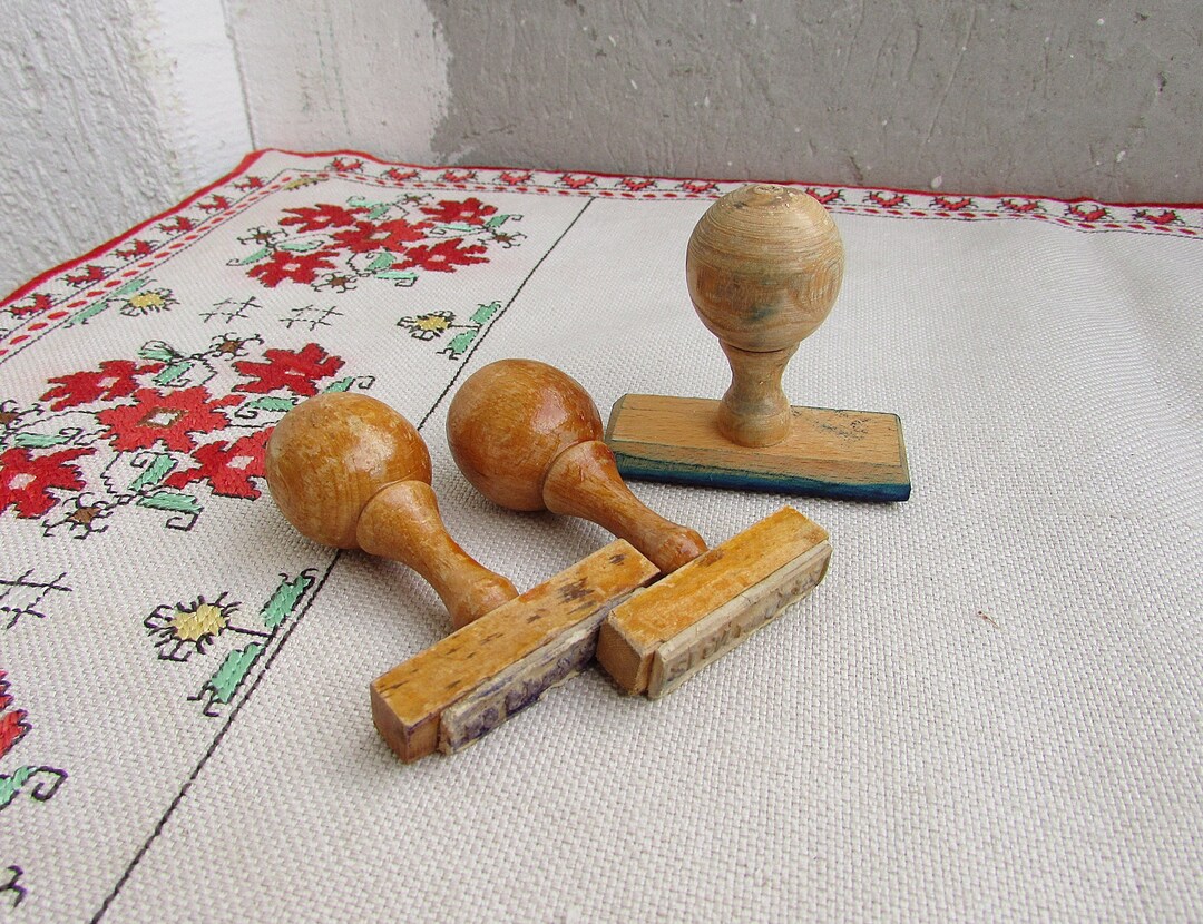 Vintage Rubber Stamps, 1970s Vintage Wooden Handle Stamps, Set of 3 ...