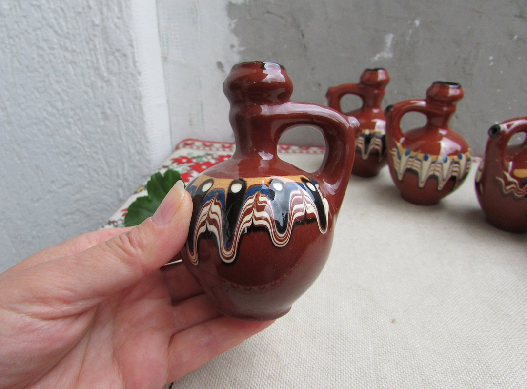 Handmade Vintage Traditional Bulgarian Jug, Small Clay Jug, Handpainted ...