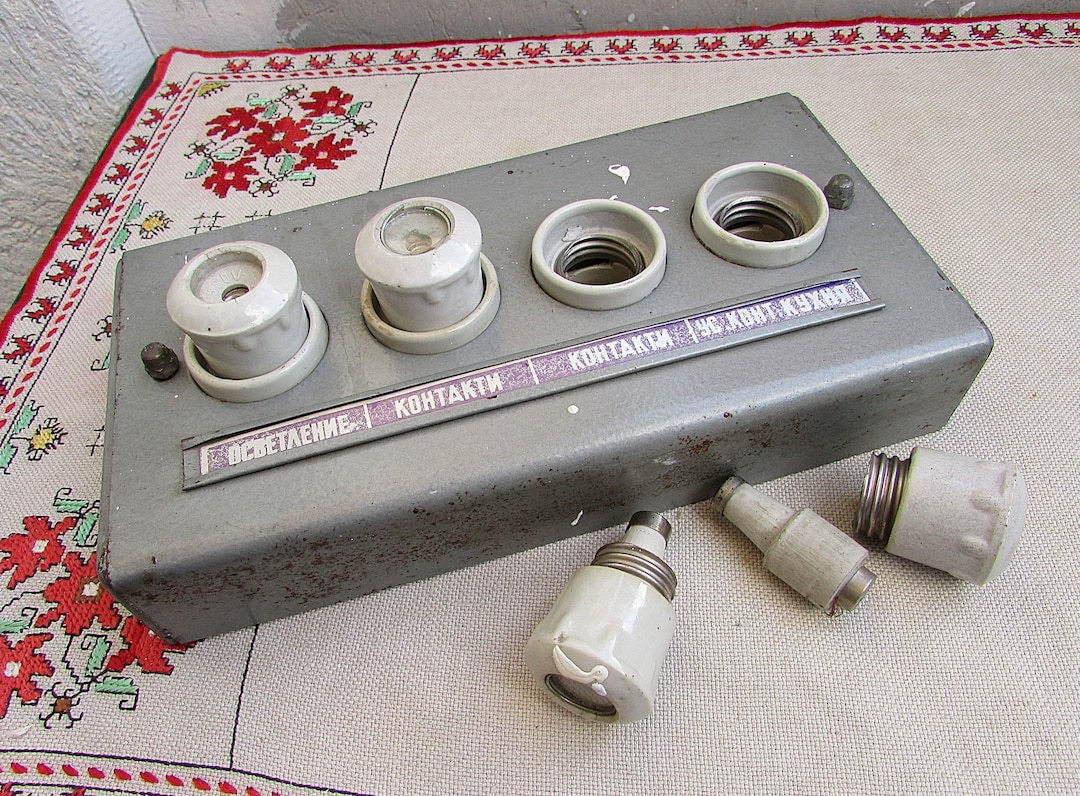 Vintage Electric Panel, Set of Ceramic Fuses 1970s, Old Electric Fuse ...