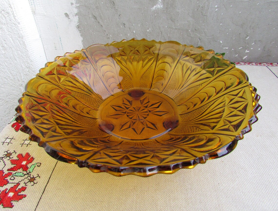 Vintage Colored Glass Plate Brown Glass Plate Vintage Cake | Etsy