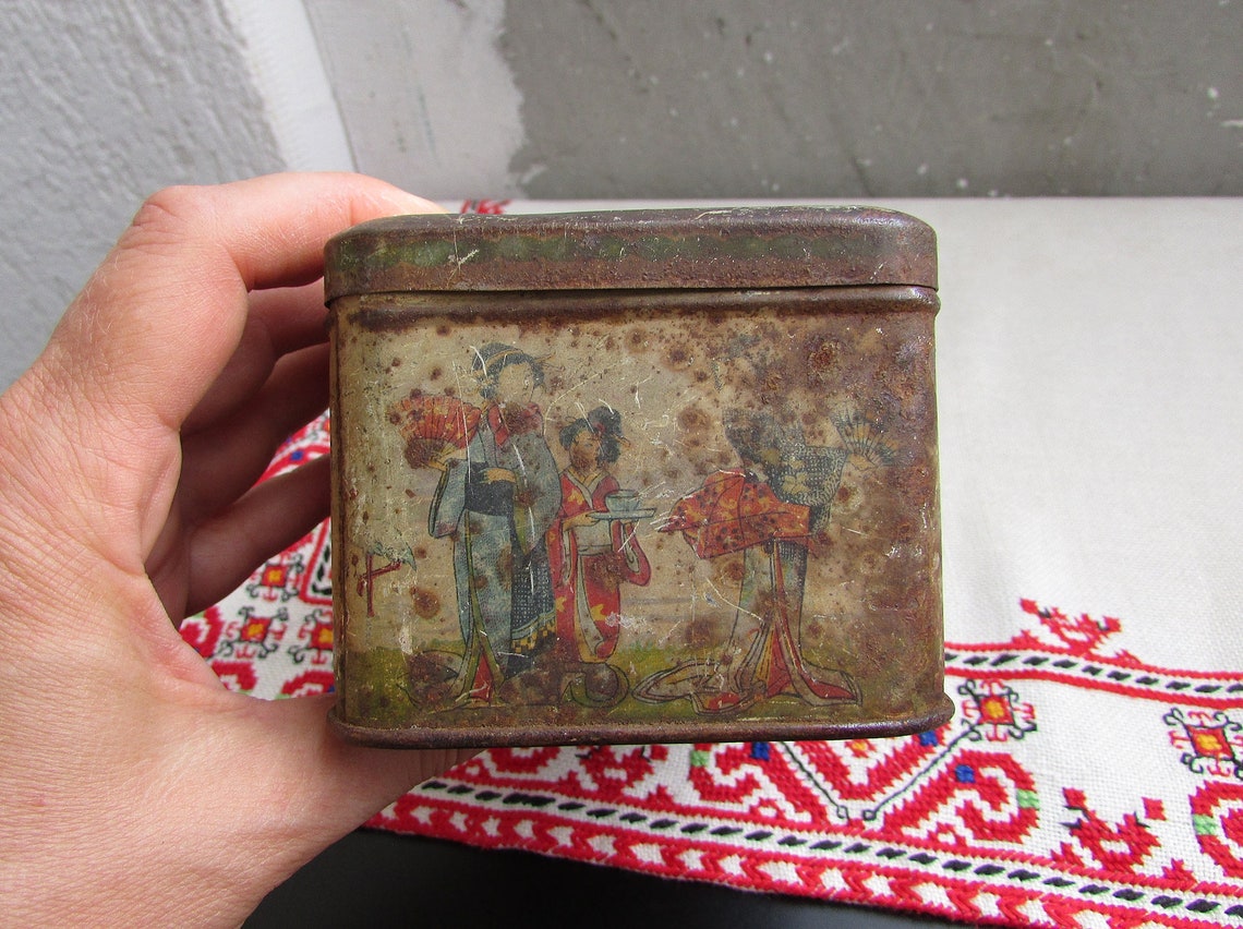 Vintage Tin Hardware Box With Lid Sheet Metal Box 2 Old Tin - Etsy