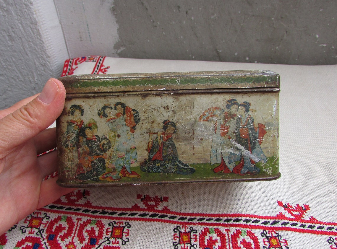 Vintage Tin Hardware Box With Lid Sheet Metal Box 2 Old Tin - Etsy