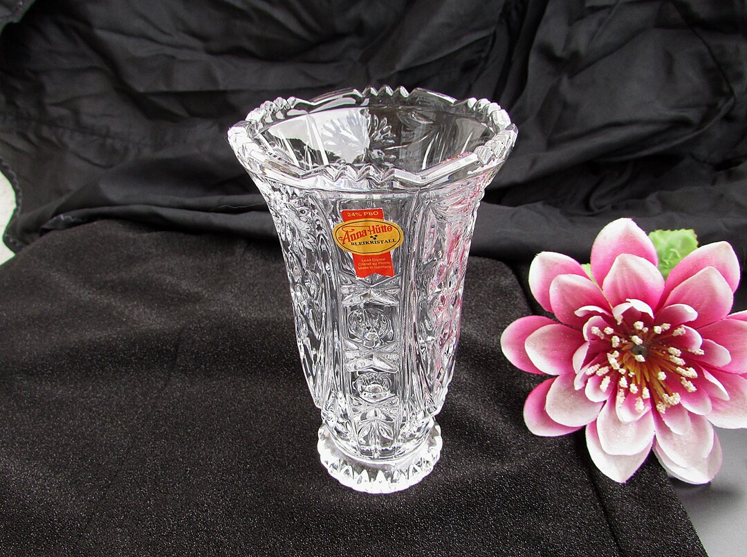 Vintage Lead Crystal Vase 1980s, Heavy Glass Vase, Crystal Souvenir ...