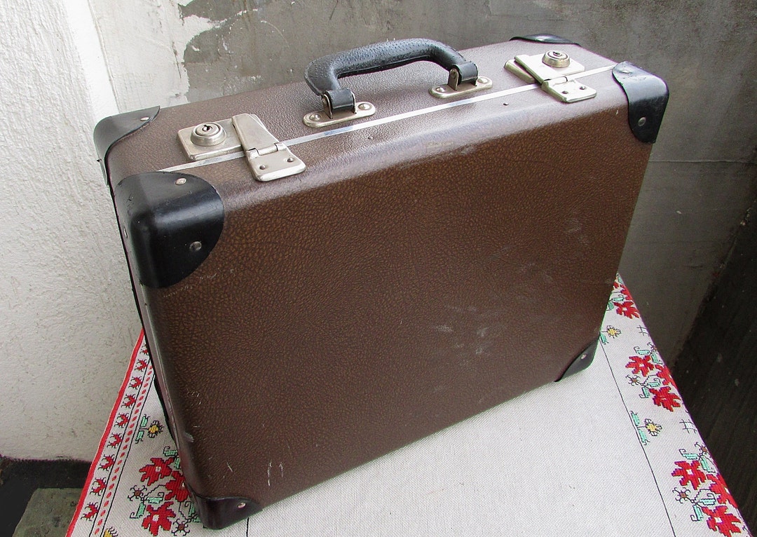 Vintage Luggage Suitcase 1960s, Brown Cardboard Case, Small Size ...