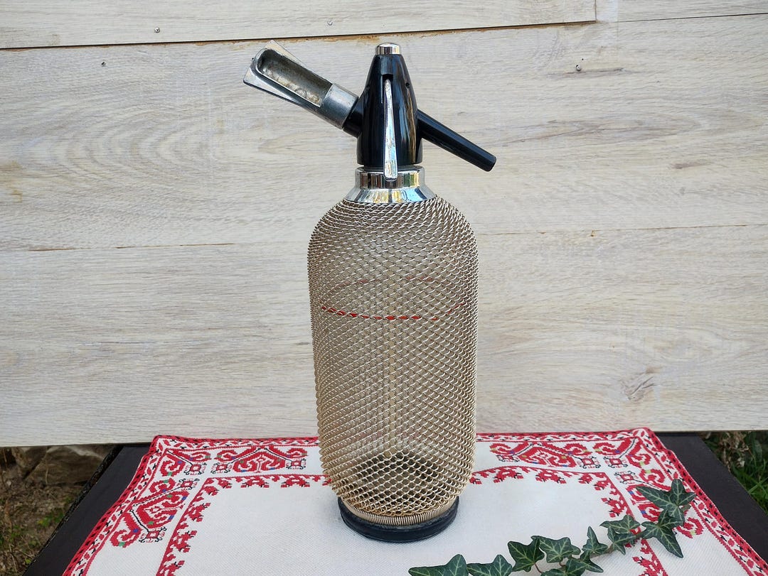 Vintage Soda Siphon, Glass Seltzer Bottle With Wire Mesh ...