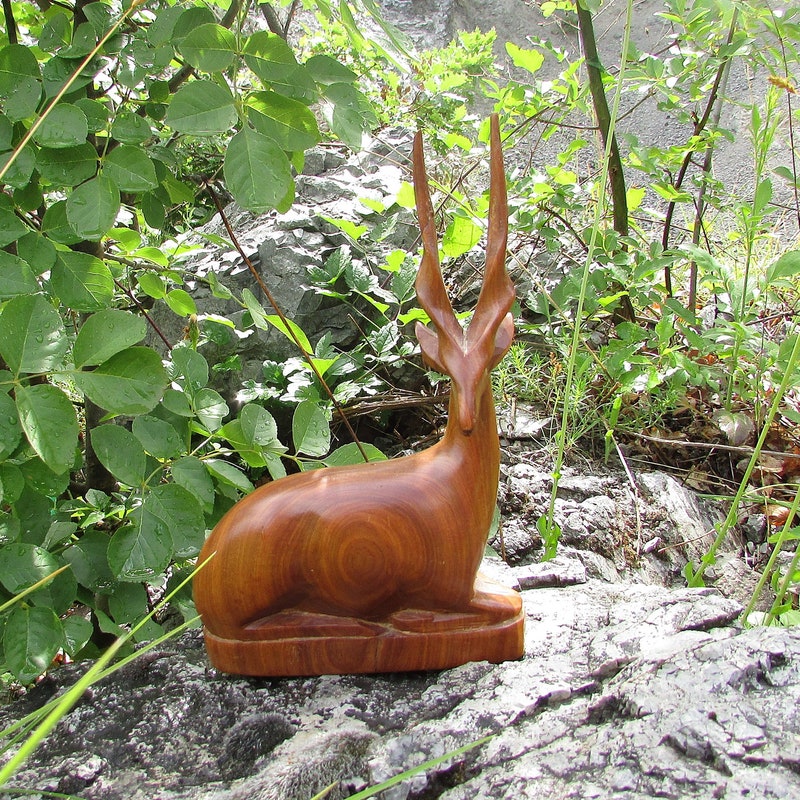 Wooden Deer Figurine - Etsy