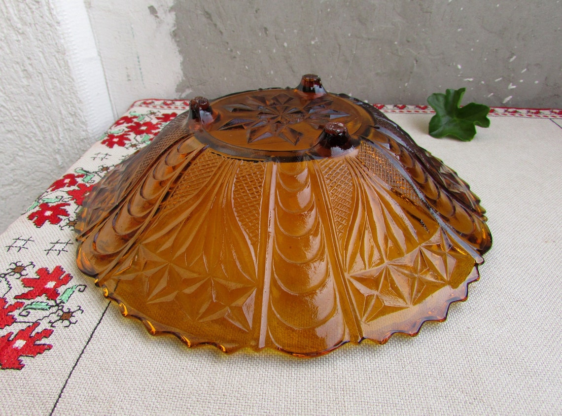 Vintage Colored Glass Plate Brown Glass Plate Vintage Cake | Etsy