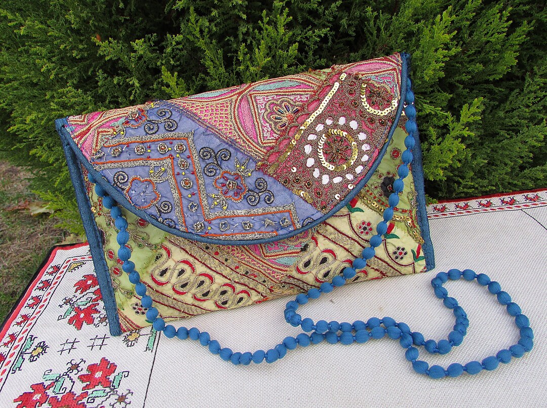 Vintage Textile Clutch Purse: Embroidered Shoulder Bag - Etsy