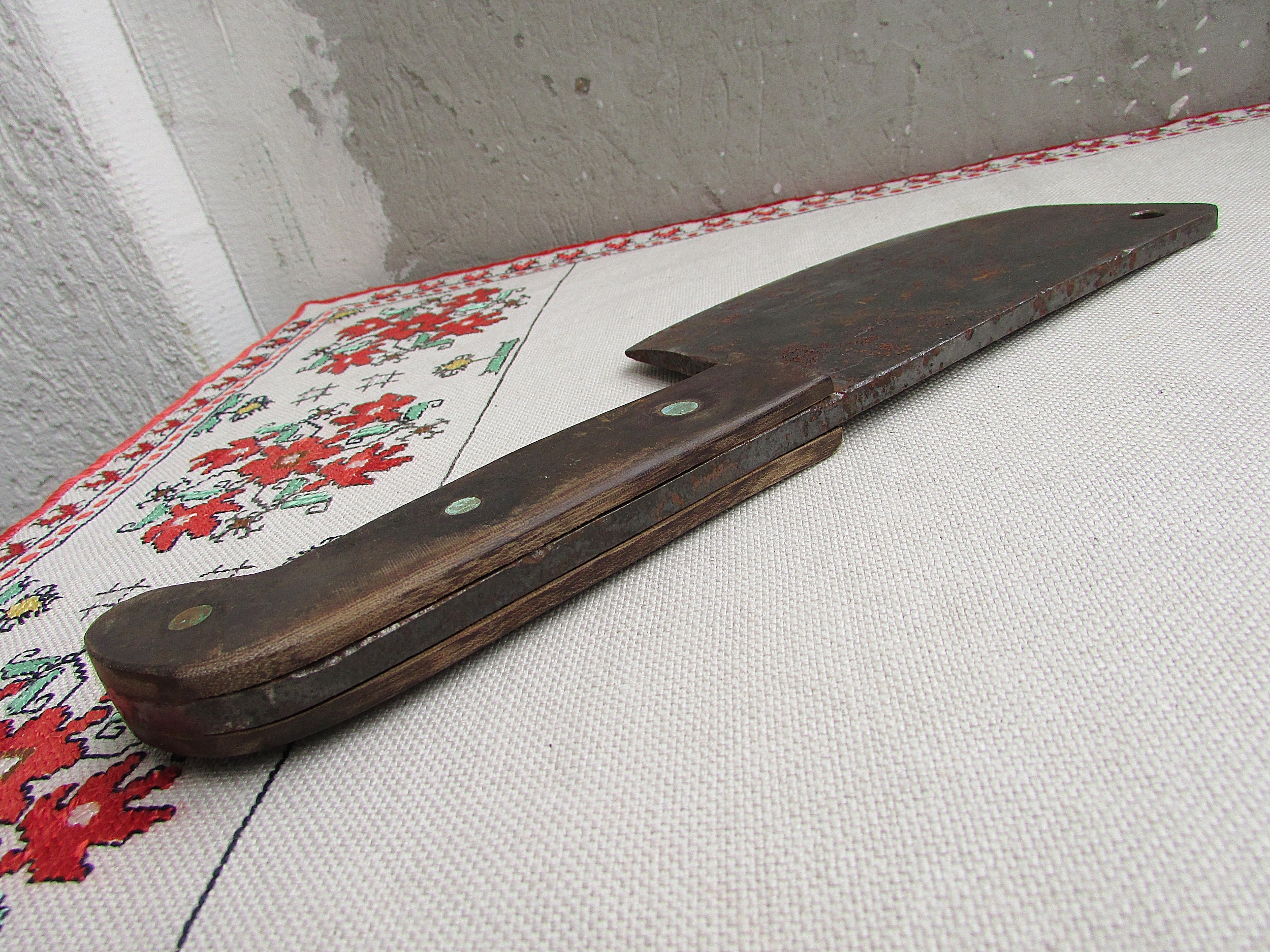 Vintage Meat Cleaver 70s Massive Butcher Knife Primitive - Etsy