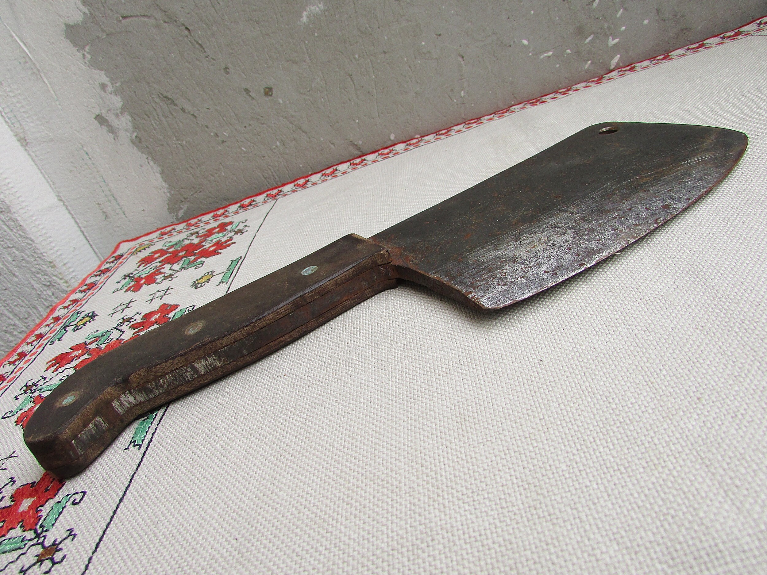 Vintage Meat Cleaver 70s Massive Butcher Knife Primitive - Etsy