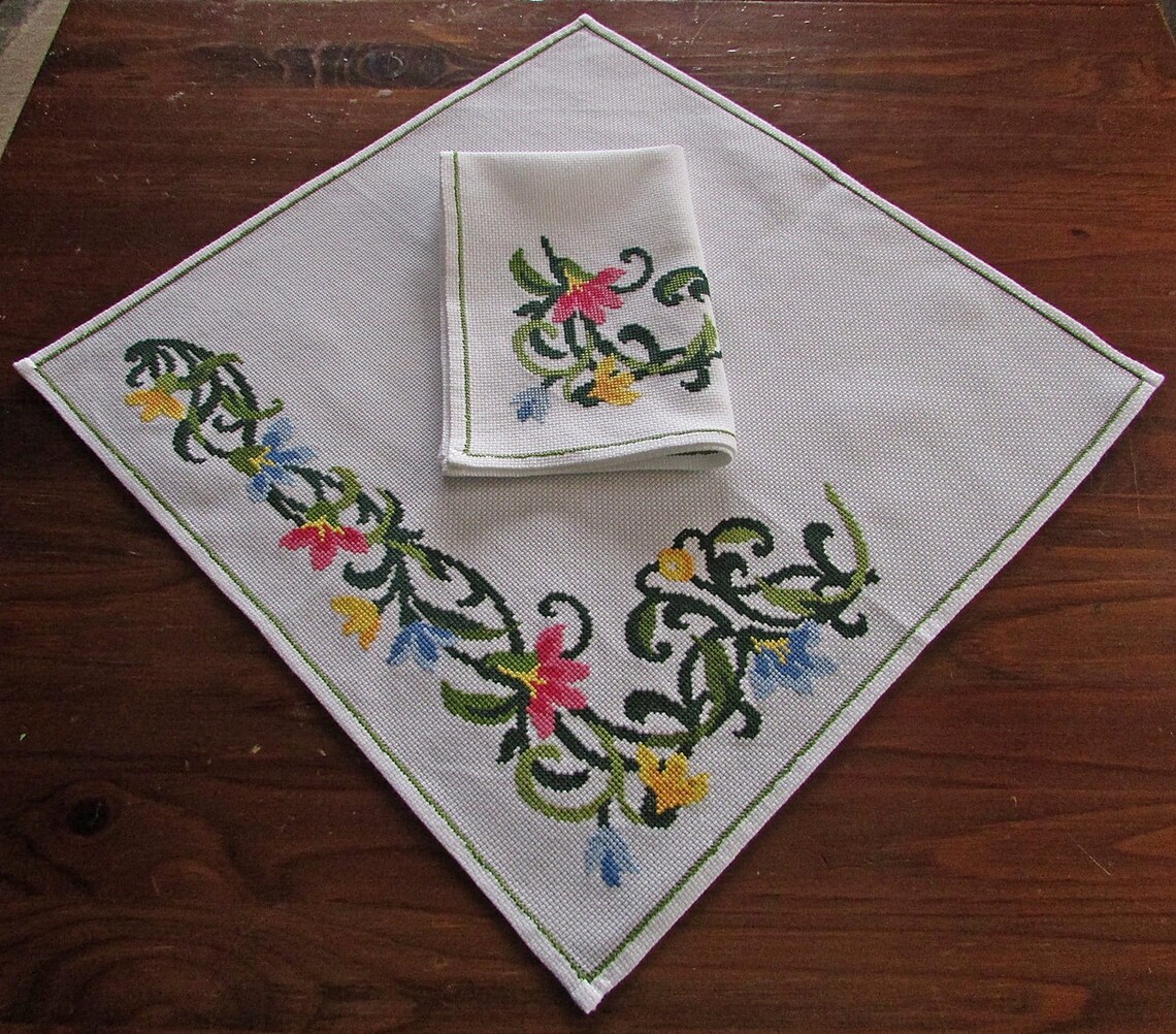 Handmade Set of 2 Embroidered Tablecloths Cotton Tablecloths - Etsy