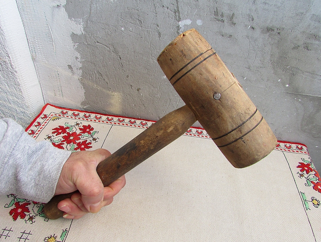 Vintage Wood Mallet, Wooden Gavel Hammer, Vintage Wood Working Tool ...