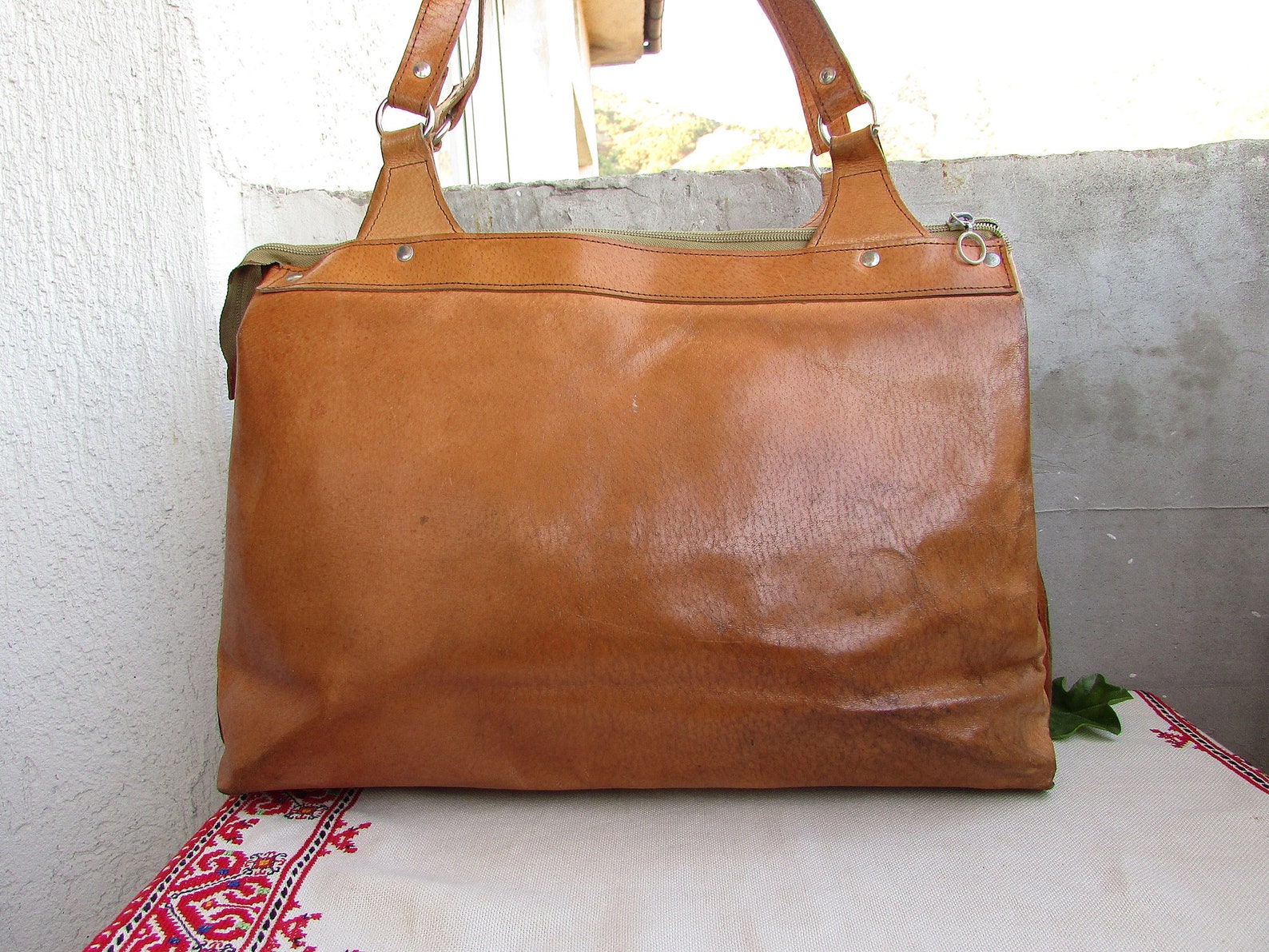 Vintage Genuine Leather Shoulder Handbag Unisex Brown Real | Etsy