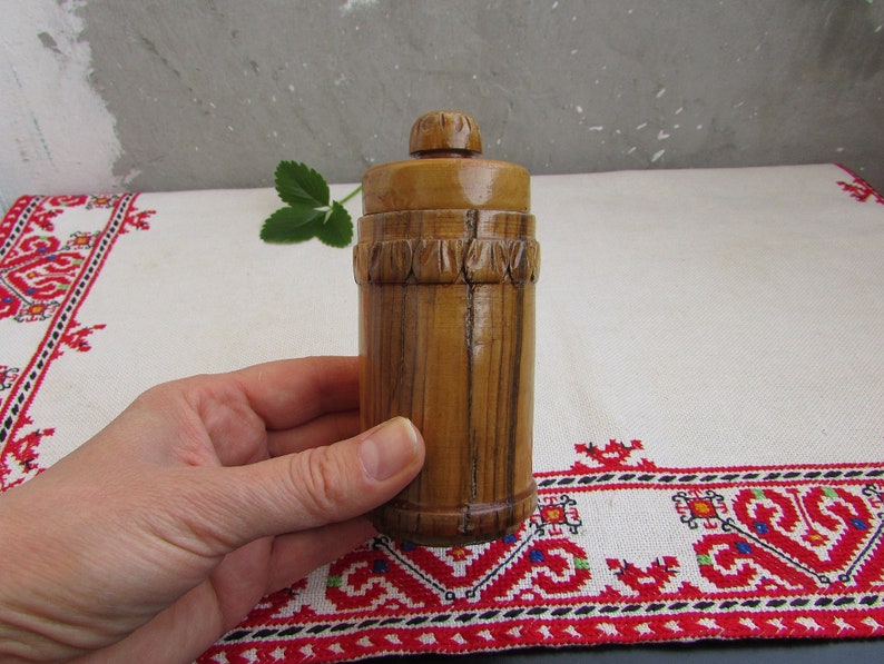 Vintage Round Wooden Jewelry Box Handmade Wood Box With | Etsy