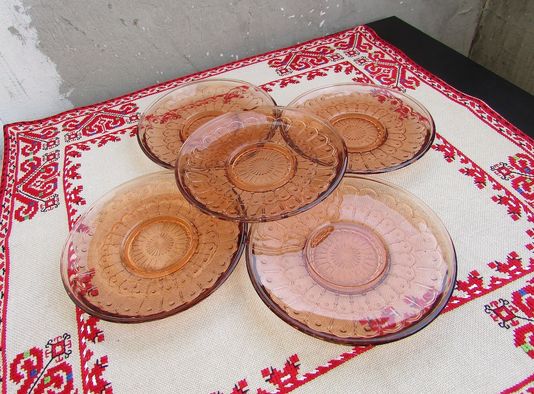 Set of 5 Vintage Brown Glass Plates, Appetizer / Dessert Plates, Brown ...