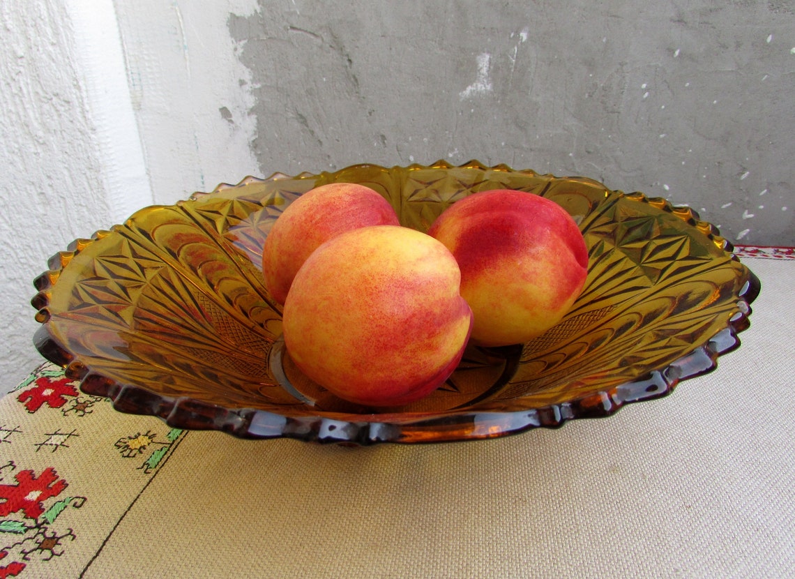Vintage Colored Glass Plate Brown Glass Plate Vintage Cake - Etsy