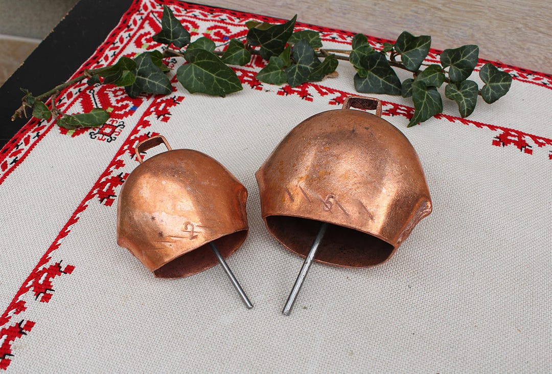 Vintage Copper Goat Bells - Handmade Rustic Farmhouse Decor, Bulgaria ...