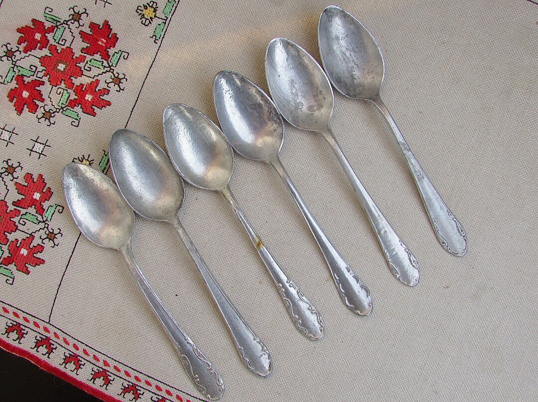 Vintage Set of 6 Aluminum Spoons ‘30s, Large Vintage Spoons, Vintage ...
