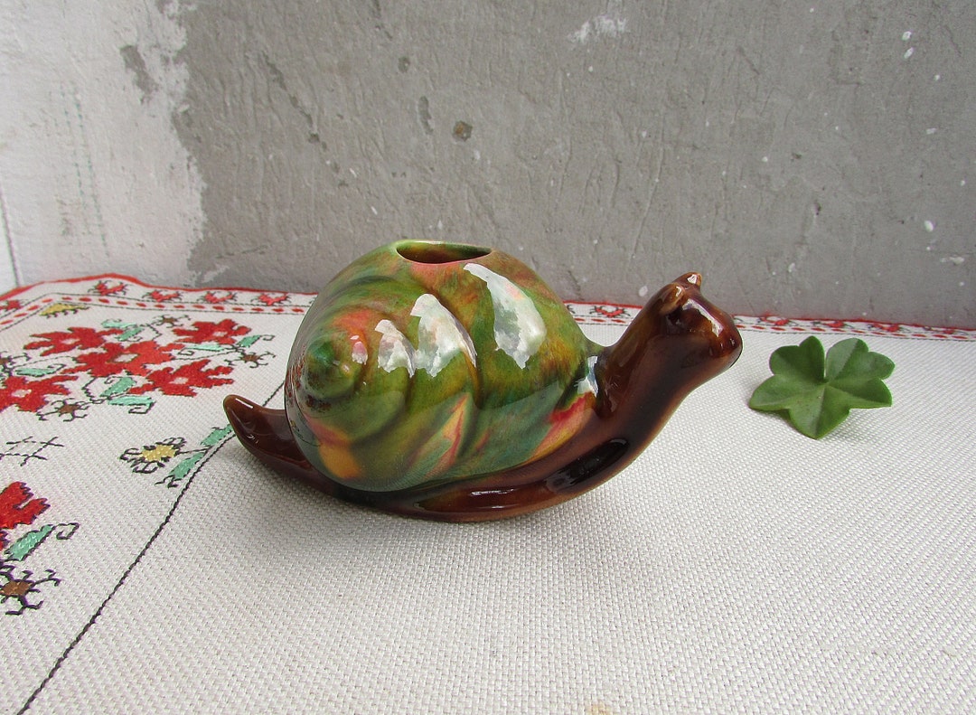 Vintage Ceramic Snail Figurine, Porcelain Snail Figurine, Animal ...