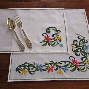 Handmade Set of 2 Embroidered Tablecloths, Cotton Tablecloths ...