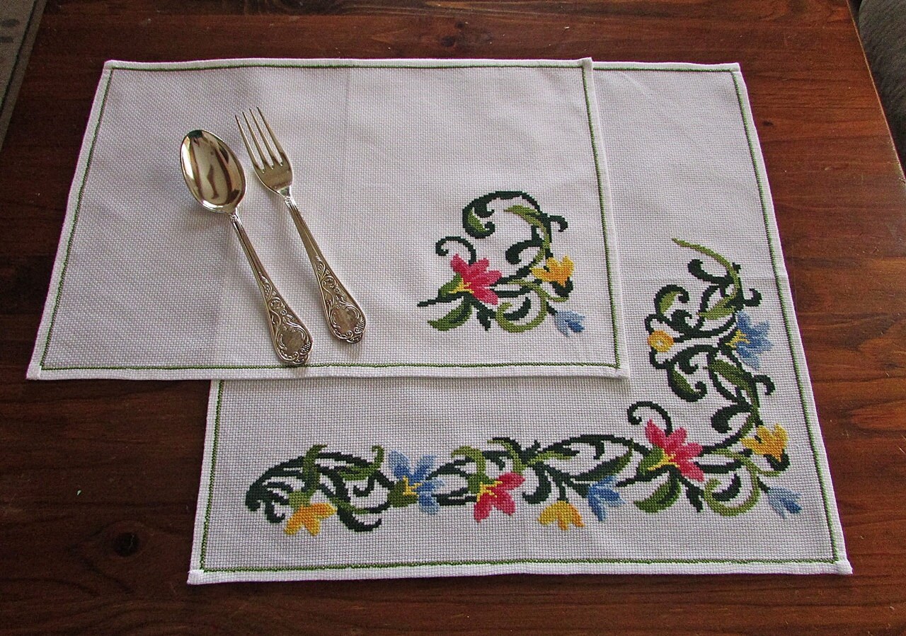 Handmade Set of 2 Embroidered Tablecloths Cotton Tablecloths - Etsy