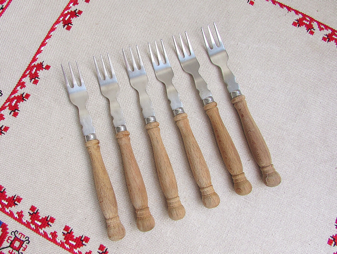 Vintage Set of 6 Forks 1970s, Stainless Steel Forks From Bulgaria ...