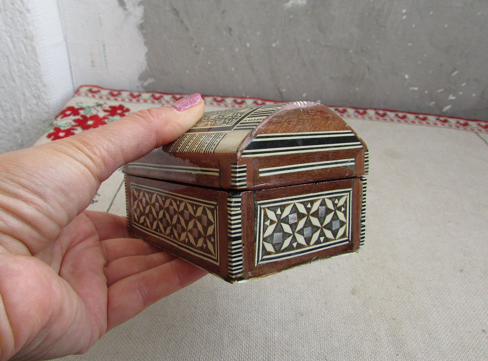 Vintage Wooden Jewelry Box Handmade Wood Inlaid Box Inlay | Etsy