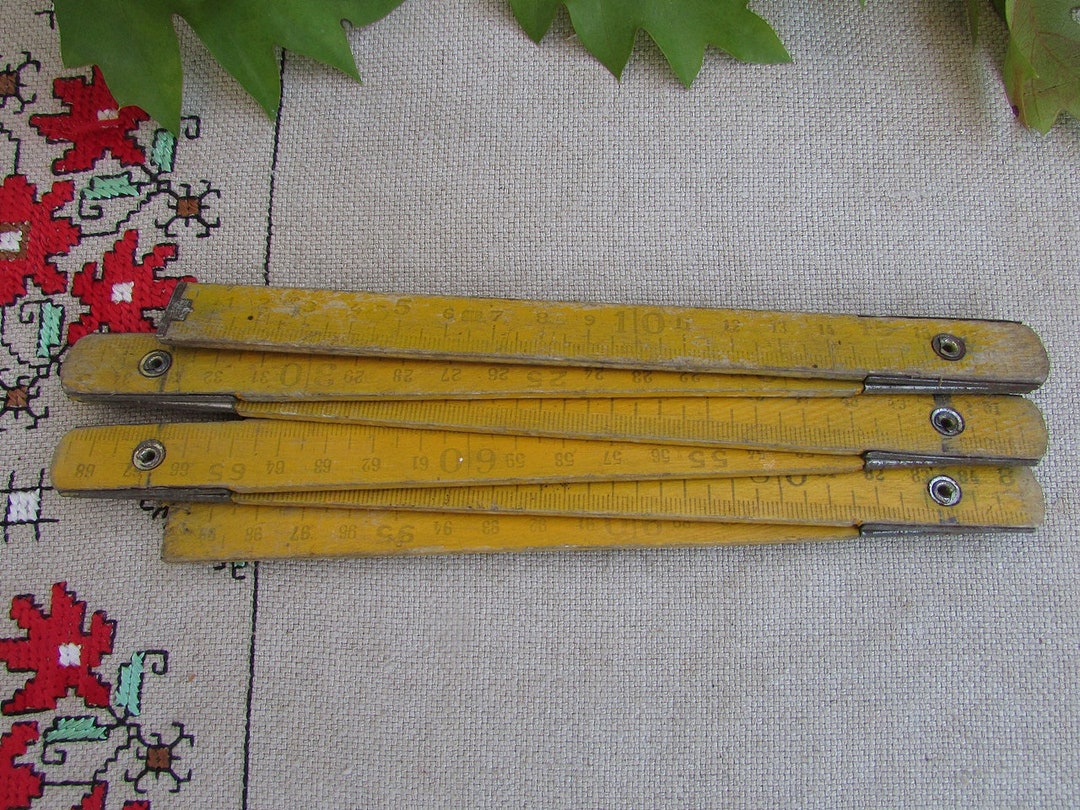 Vintage Wooden Folding Ruler ‘70s, Expandable Carpenter Measurer ...
