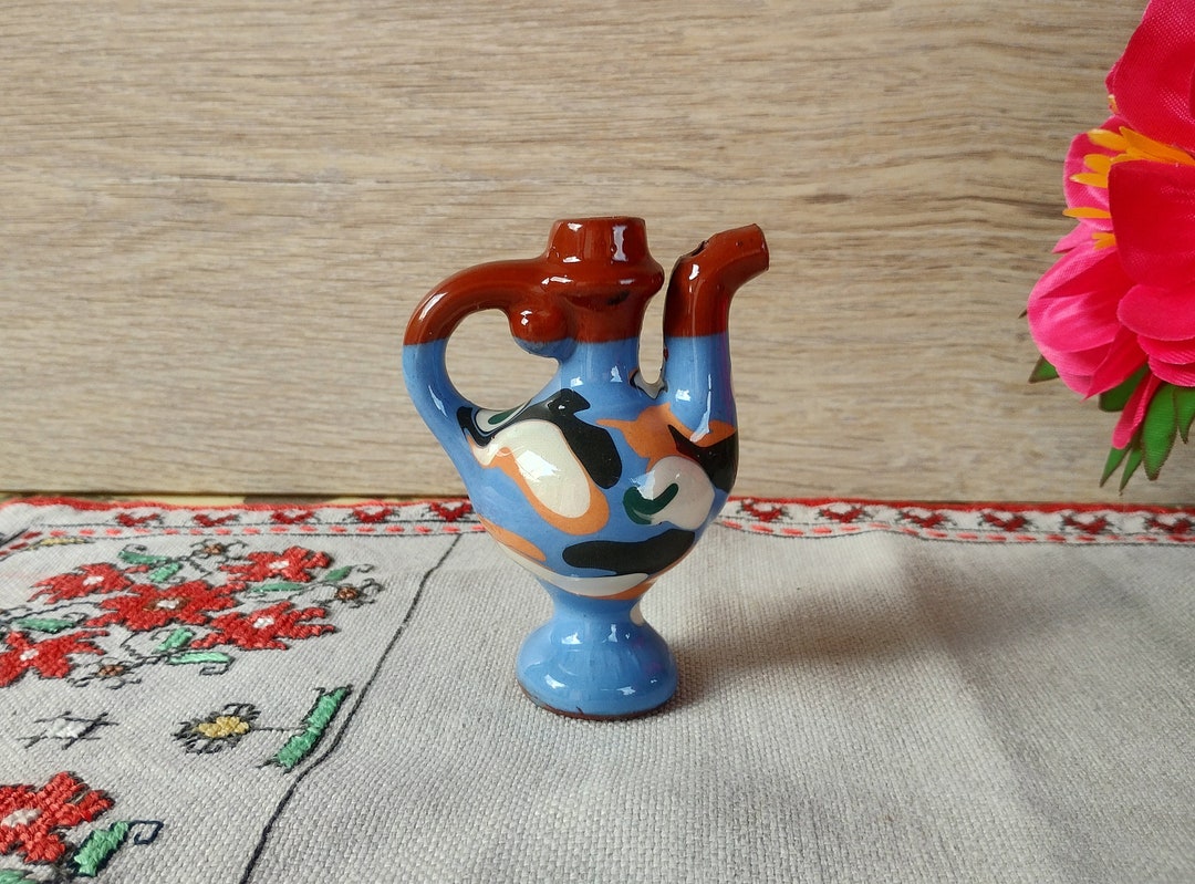Vintage Ceramic Whistle Pitcher, Handmade Small Toy Flute Ocarina ...