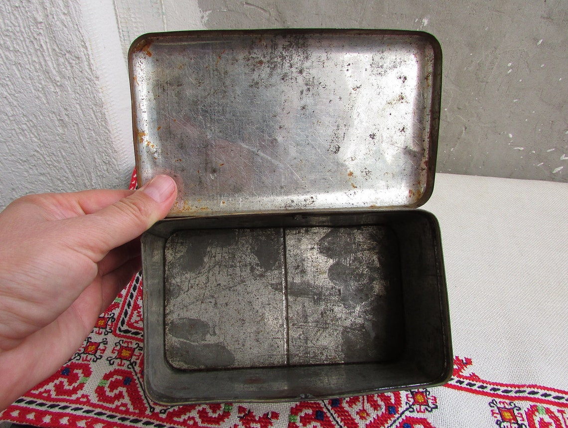 Vintage Tin Hardware Box With Lid Sheet Metal Box 2 Old Tin - Etsy