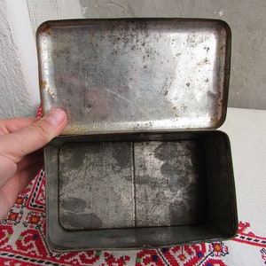 Vintage Tin Hardware Box With Lid, Sheet Metal Box #2, Old Tin Storage ...