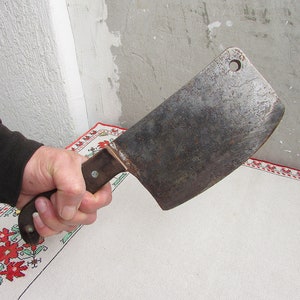 Vintage Meat Cleaver 70s, Massive Butcher Knife, Primitive Meat Chopper ...
