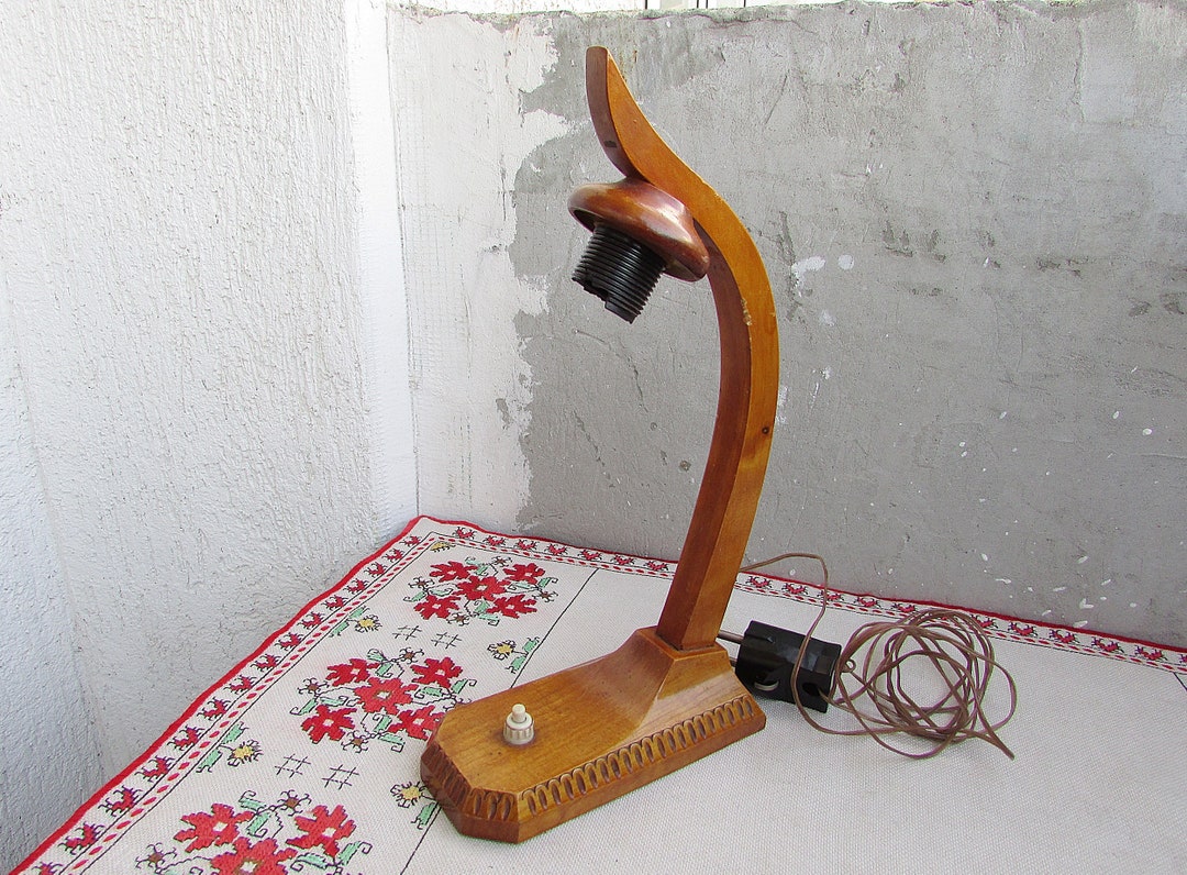 Vintage Wooden Night Light Lamp 60s: Rustic Bedroom Decor - Etsy